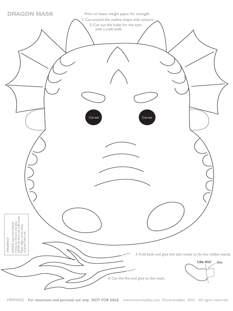 Mrprintables Printable Dragon Mask Blank A4 | PDF