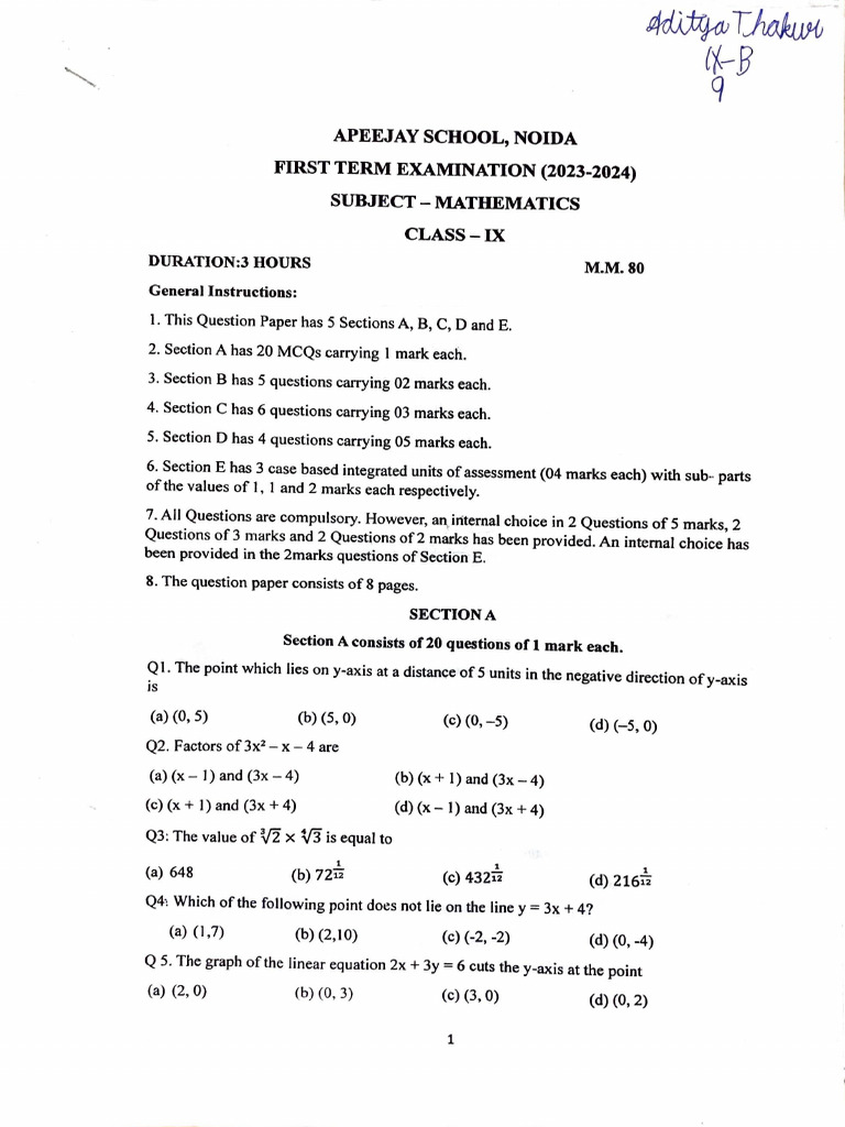 Maths HY | PDF | Cartesian Coordinate System | Axiom
