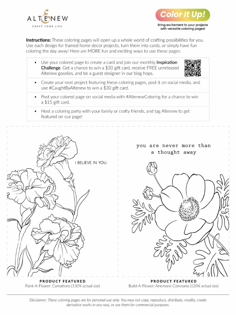 Altenew Color It Up! FREE Coloring Pages 1 | PDF