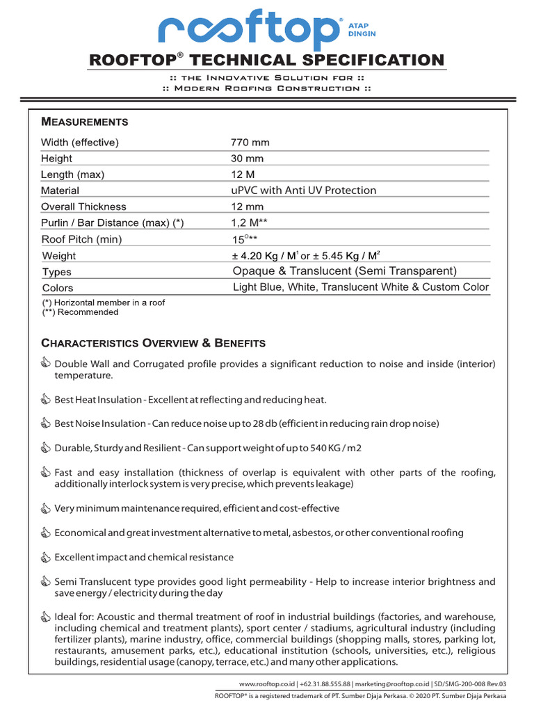 SD SMG 200 008 Rev.03 Technical Spec Rooftop | PDF