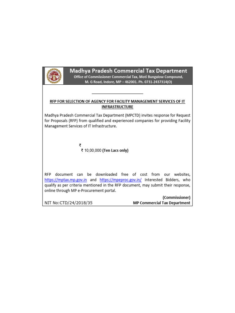 MP COMMERCIAL NIT Adverstisement | PDF