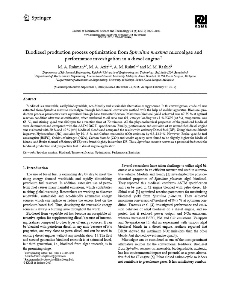 chemical_pretreatment_extraction | PDF | Biodiesel | N Ox
