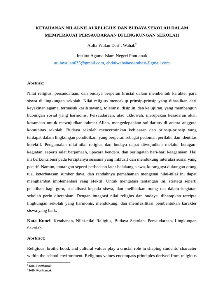 Ketahanan Nilai Religius di Sekolah | PDF