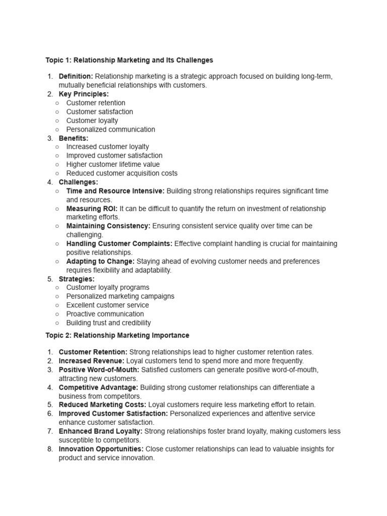 Explain All Topics in More Detail With 10 Points... | PDF | Marketing ...