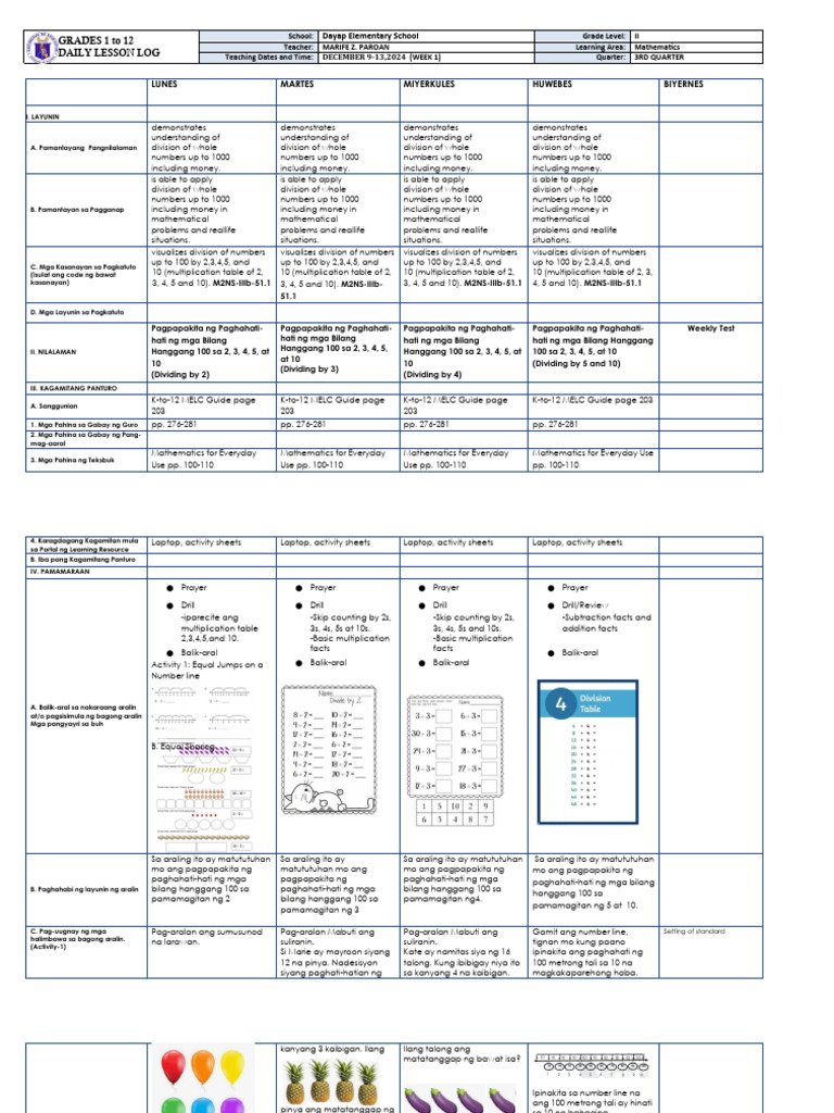 Q3-WEEK1-DLL-MATH-2 | PDF