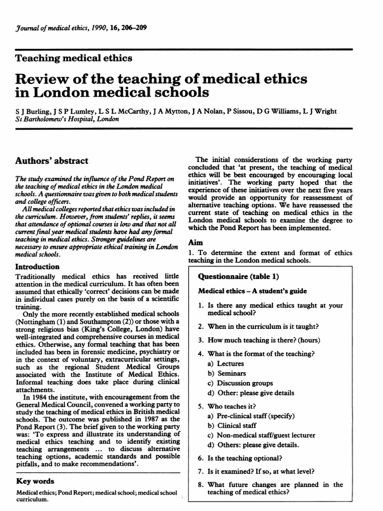 Review ofthe teaching ofmedical ethics | PDF | Medical School | Medical ... Review ofthe teaching ofmedical ethics | PDF | Medical School | Medical ...