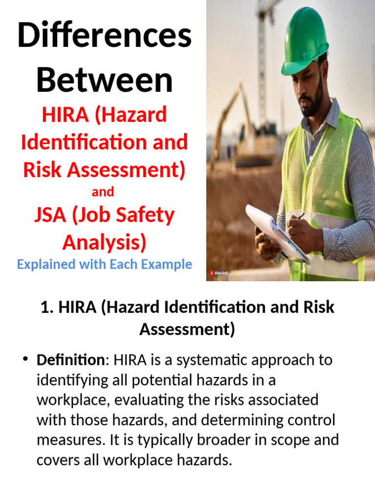 HIRA & JSA | PDF | Risk | Occupational Safety And Health
