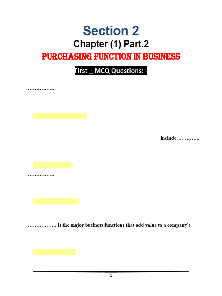 Purchasing Test Questions and Answers | PDF | Supply Chain | Value Chain