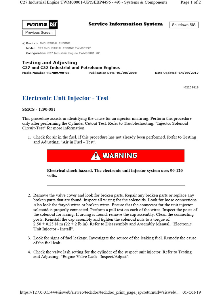unit injector test | PDF | Leak | Fuel Injection