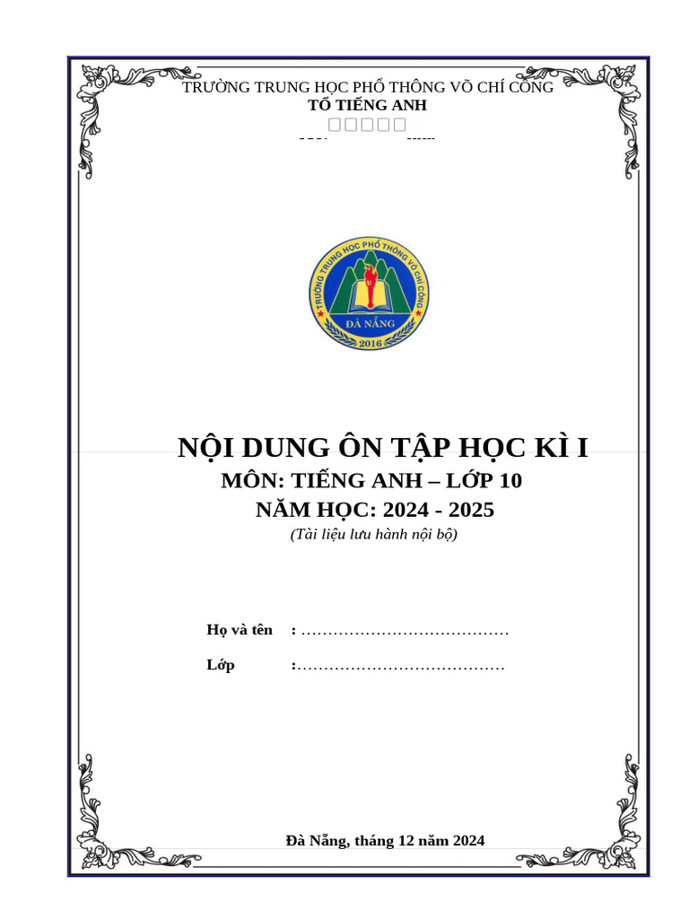 TIẾNG ANH LỚP 10 ÔN TẬP HKI 24 25 | PDF | Electricity | Amber