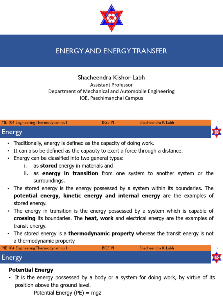 Chapter 2 Energy and Energy Transfer | PDF | Heat Transfer | Heat