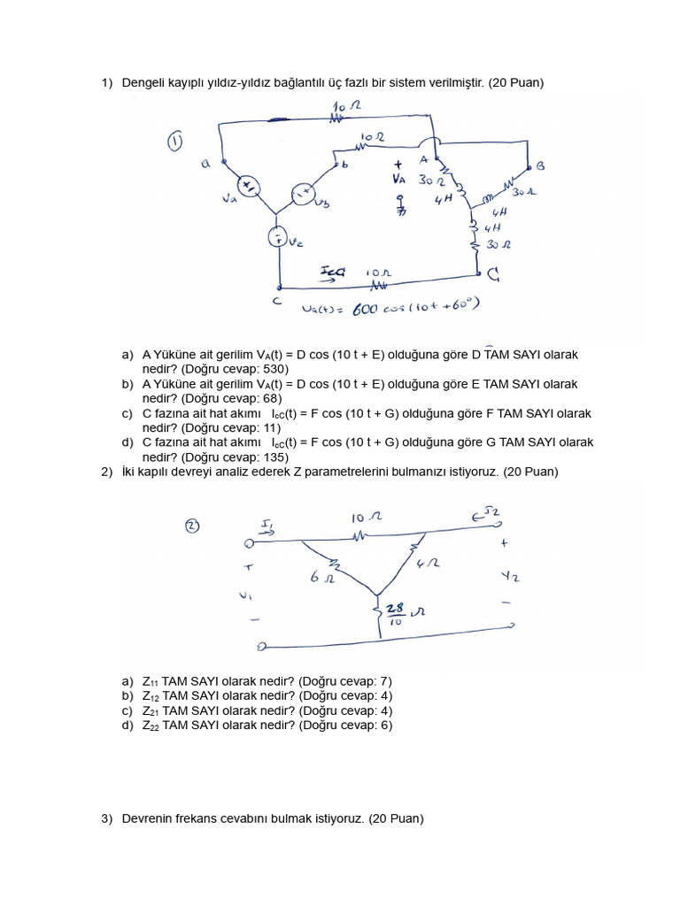 (2022-2023 Bahar) Devre Analizi-II Dönem Sonu Sınavı | PDF