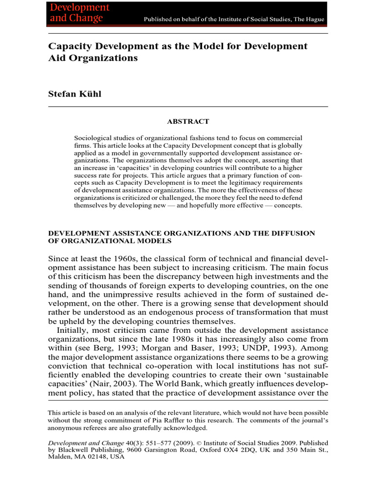 KUHL - Capacity Development As The Model For Development | PDF ...