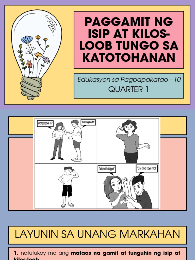 Paggamit NG Isip at Kilos Loob Tungo Sa Katotohanan Esp10 Quarter 1 | PDF