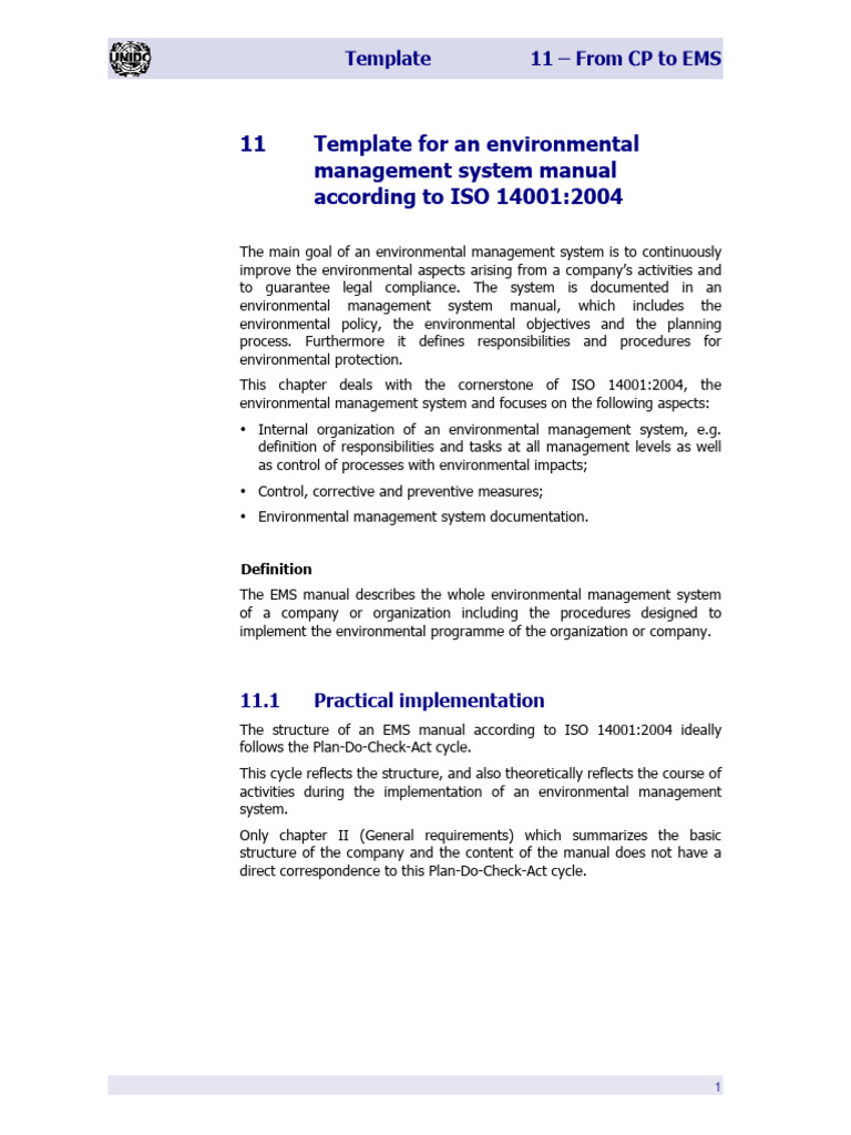 EMS Manual Template for ISO 14001:2004 | PDF | Audit | Internal Audit