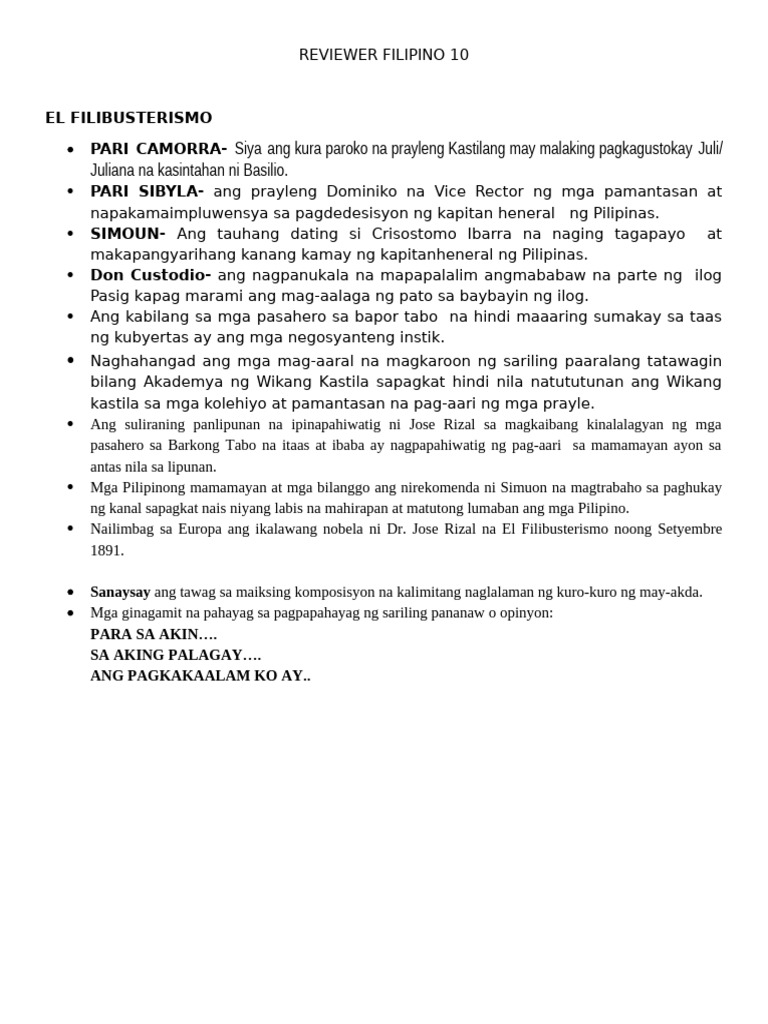 4th Quarter G10 Reviewer | PDF