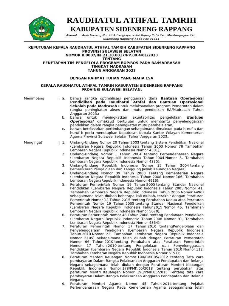 SK Tim BOS Madrasah | PDF