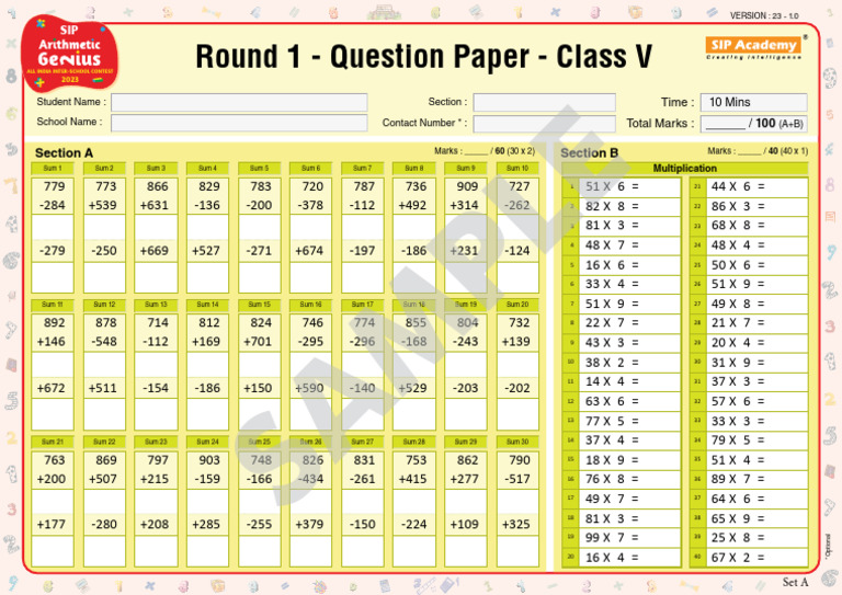 AGC 2023 - R1 - QP - Set A Sample - 05 | PDF