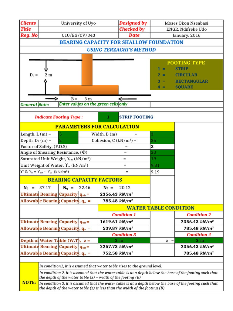 Bearing Capacity Template | PDF | Mechanical Engineering | Applied And ...