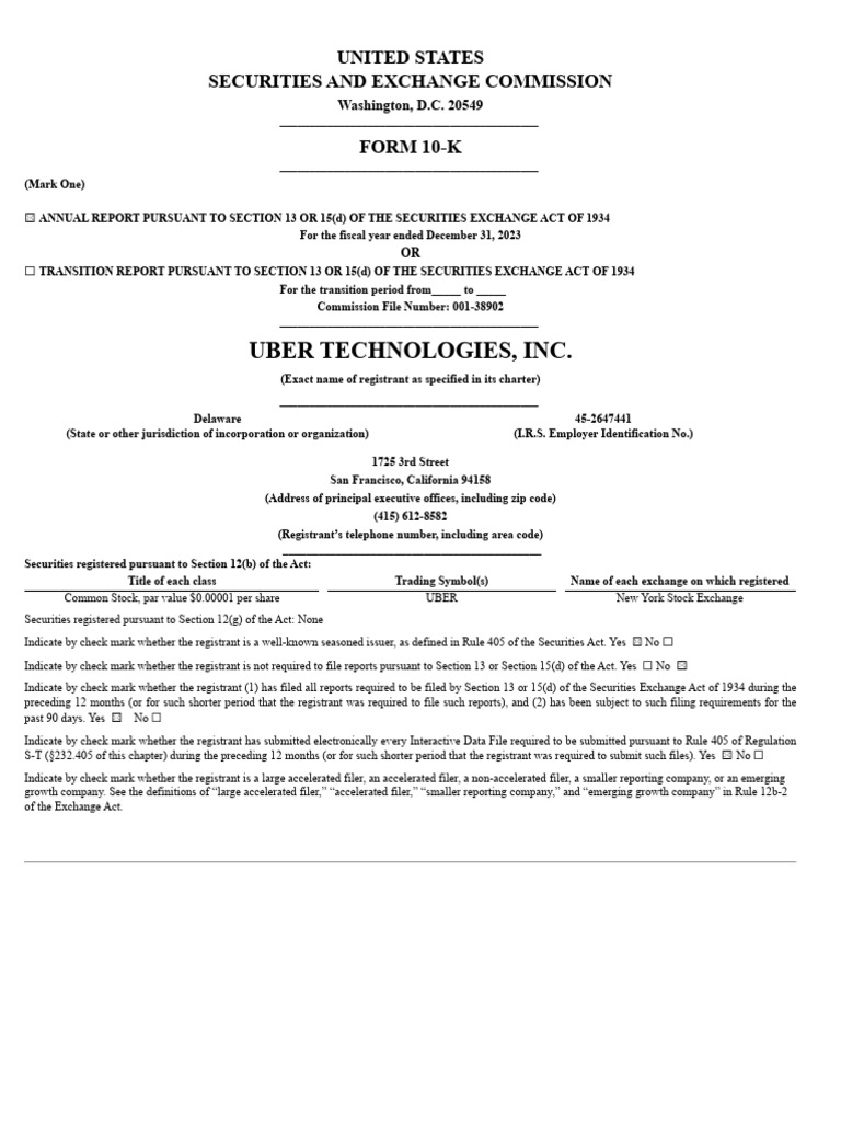 NYSE_UBER_2023 | PDF | Cargo | Employee Retention