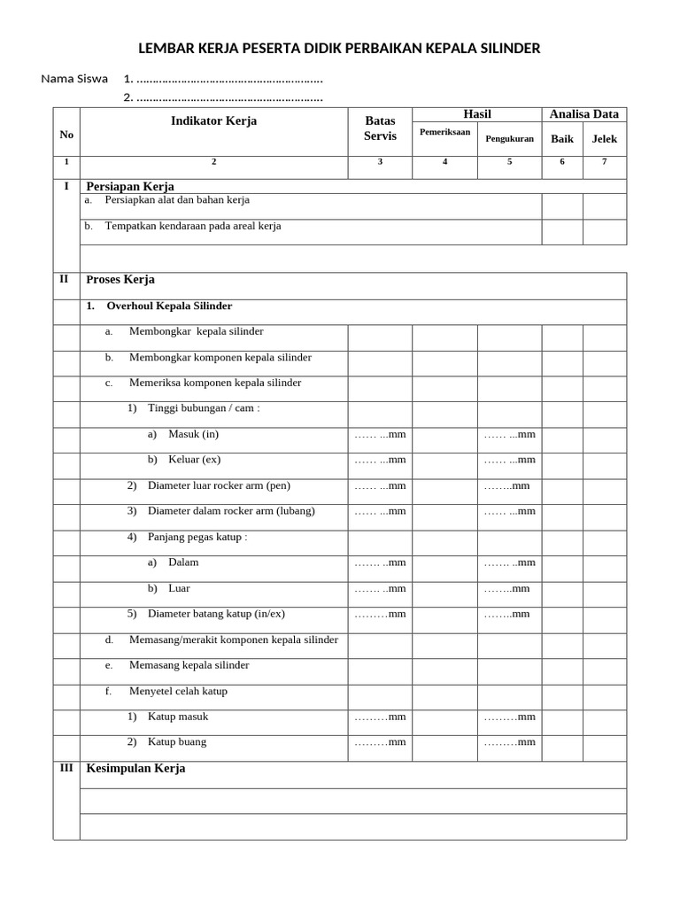 LKPD Kepala Silinder | PDF