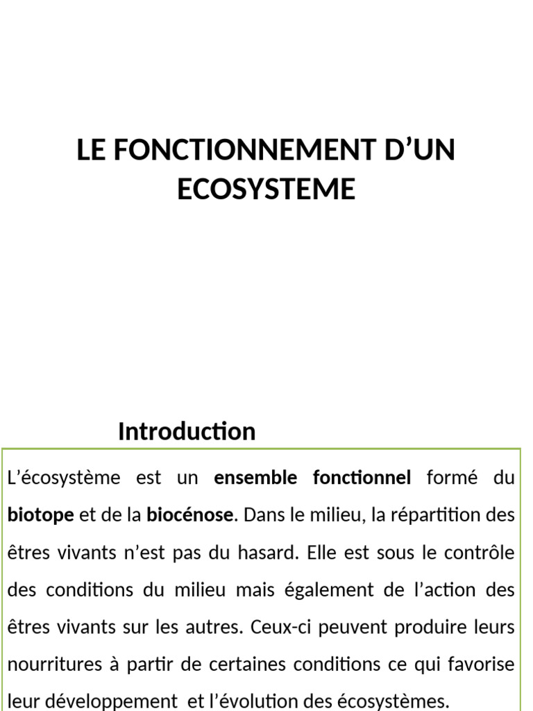 Le Fonctionnement d’Un Ecosysteme 3 | PDF | Écologie | Écosystème