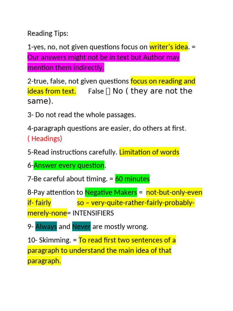 Reading Tips | PDF