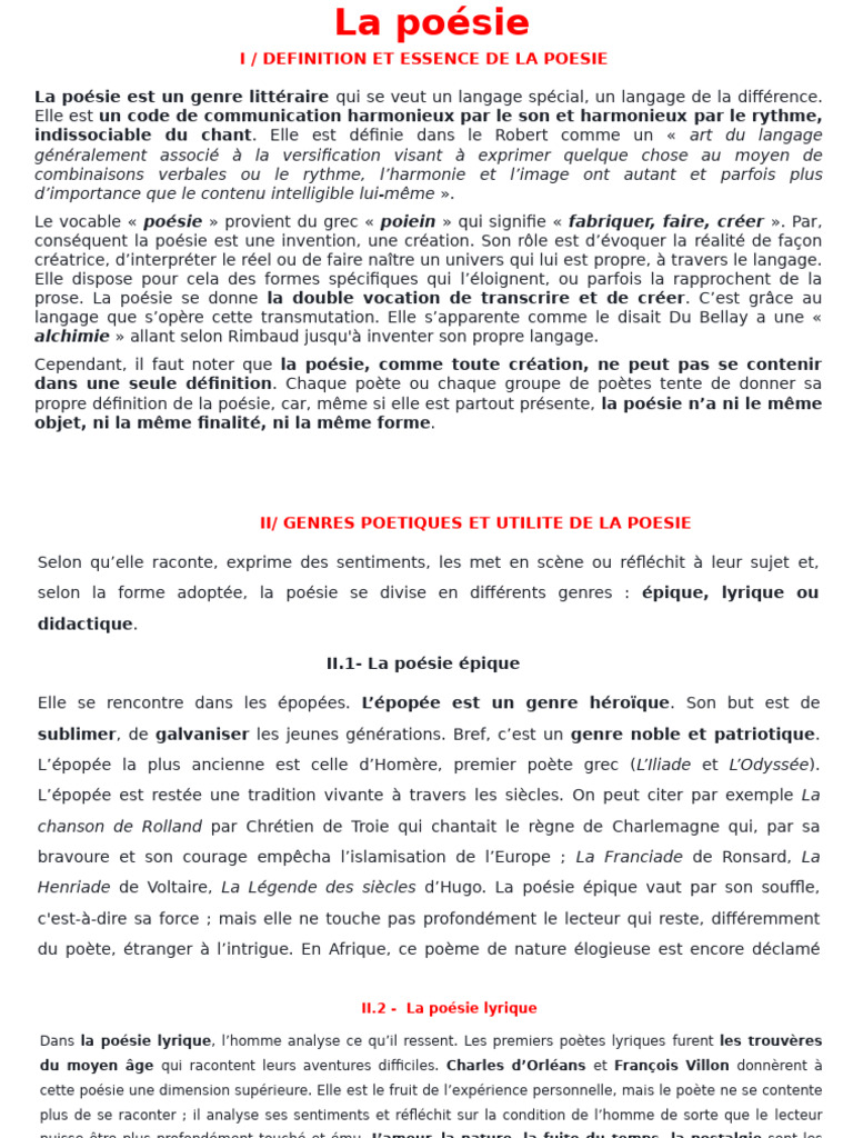 Définition et essence de la poésie | PDF | Poésie | Poésie épique