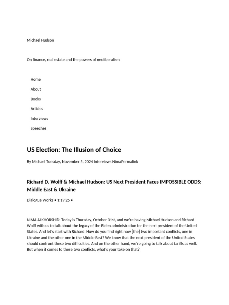 US Election The Illusion of Choice M.Hudson R.Wolff | PDF | Bernie ...