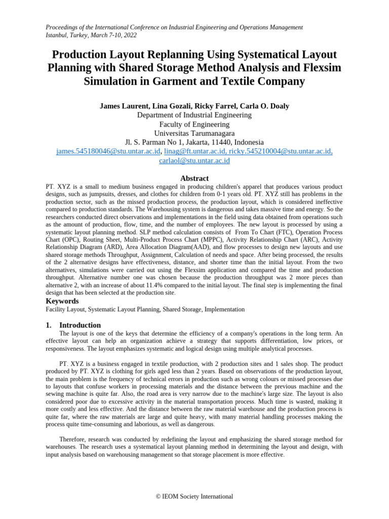 Layout Optimization for Children's Apparel Production | PDF | Warehouse ...
