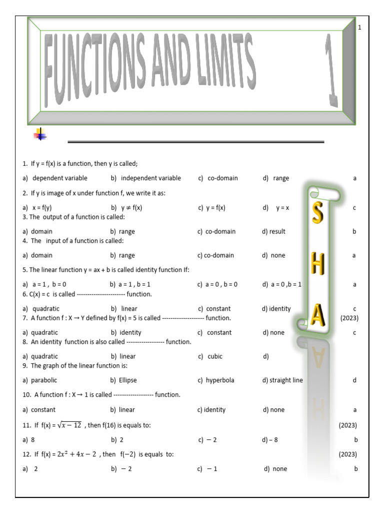 Math Quiz for Students | PDF | Function (Mathematics) | Mathematical ...