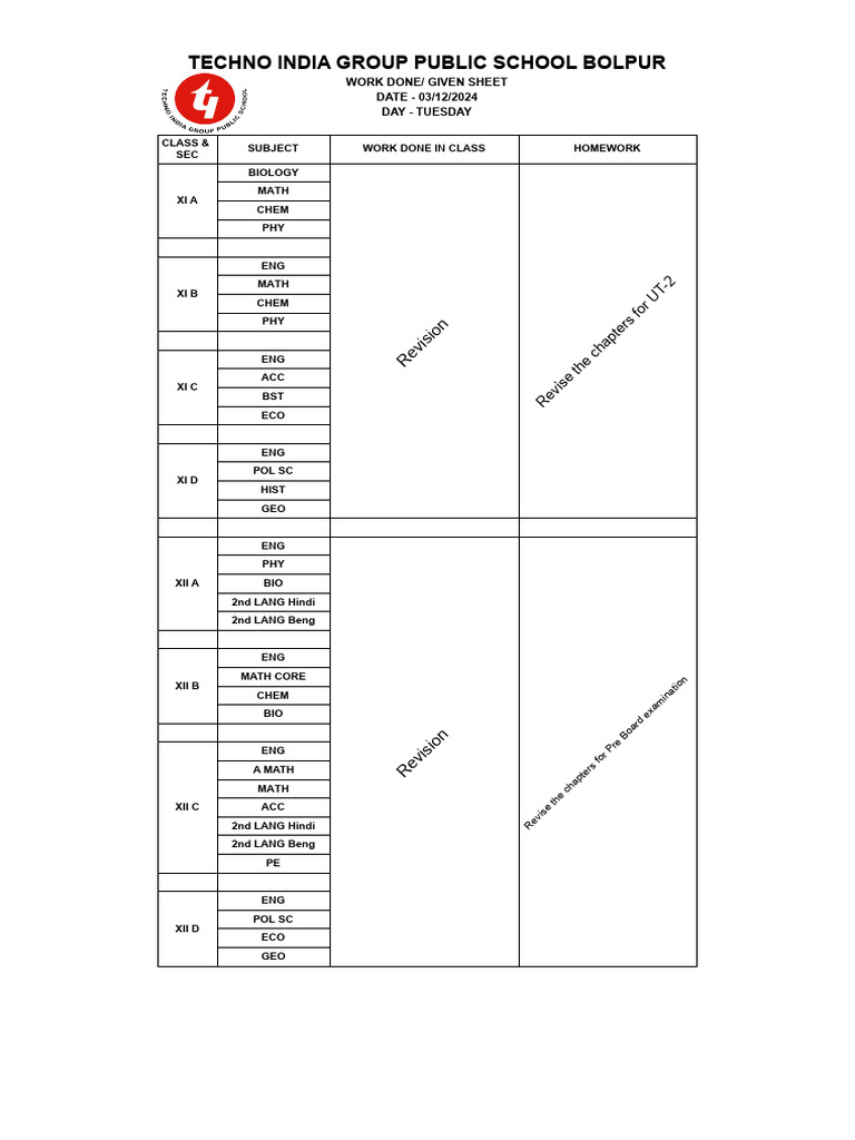 Homework Sheet - Senior Secondary - Sheet1 | PDF