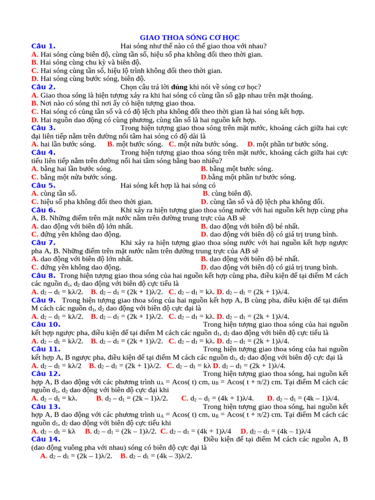 pht GIAO THOA SÓNG CƠ HỌC | PDF