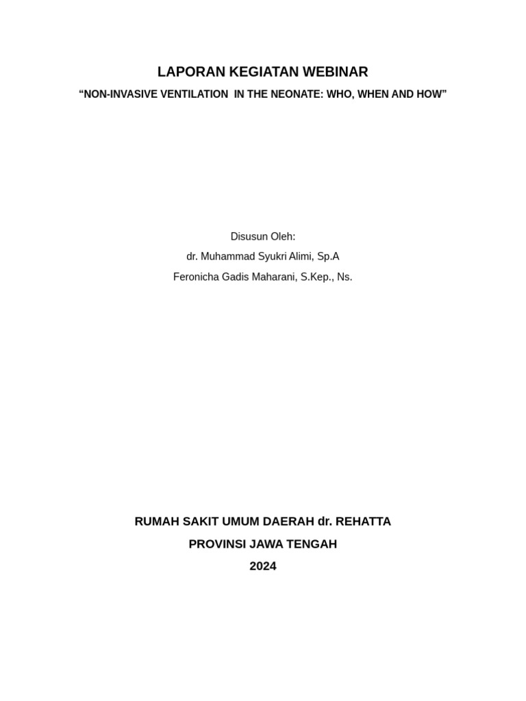Webinar Ventilasi Non-Invasif Neonatus | PDF