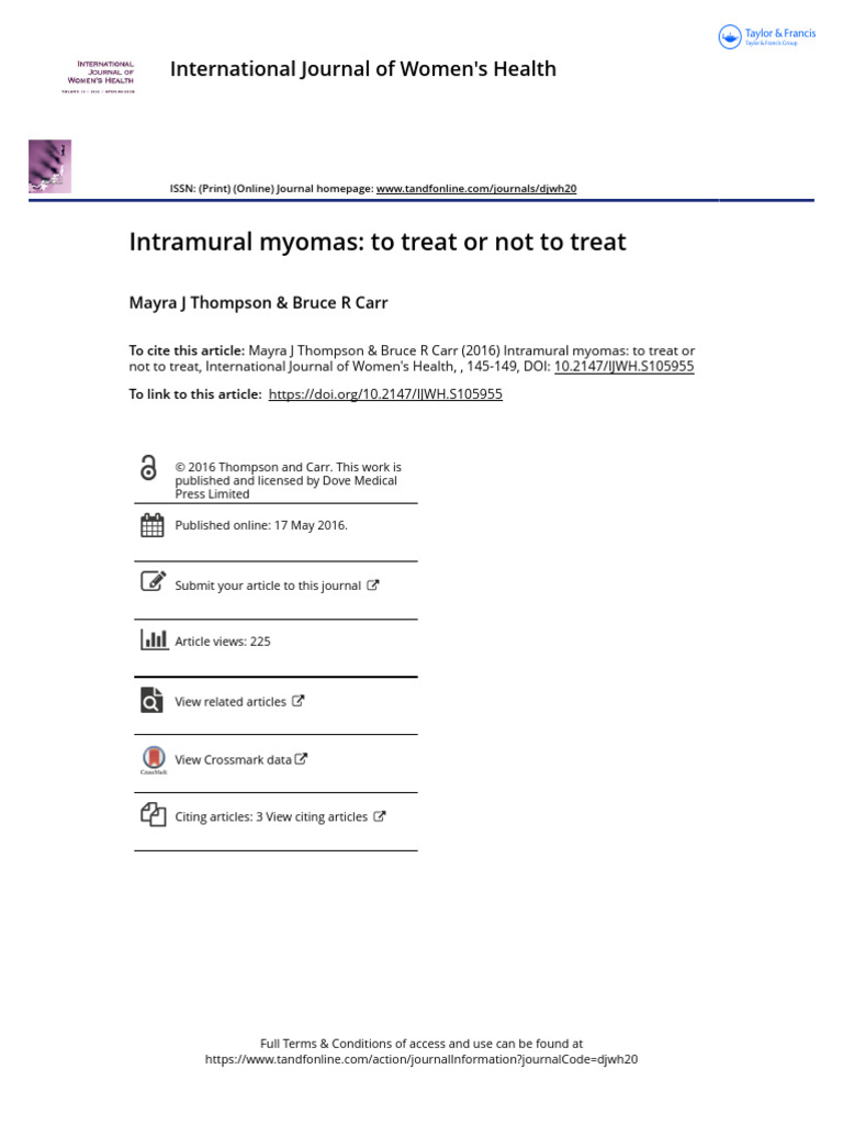 Intramural Myomas To Treat or Not To Treat | PDF | Medical Specialties ...