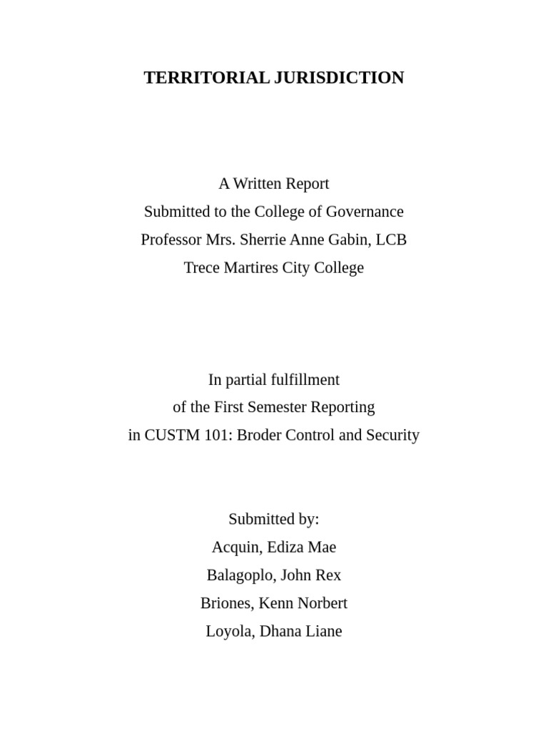 Understanding Territorial Jurisdiction | PDF | Customs | Justice