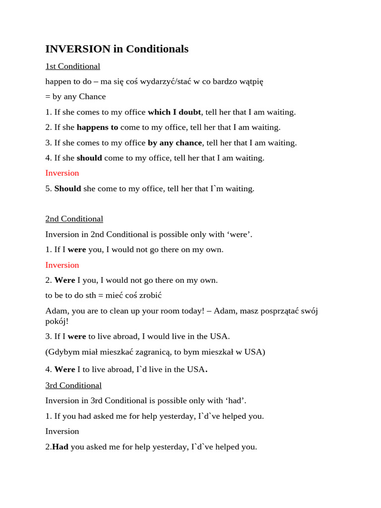 INVERSION IN CONDITIONALS - new | PDF