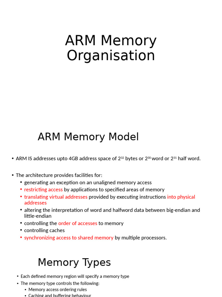 ARM Memory Organisation | PDF | Cpu Cache | Computer Memory