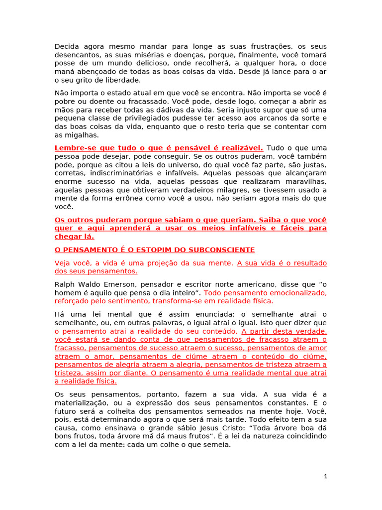 RESUMO LIVRO LAURO TREVISAN | PDF | Pensamento | Mente