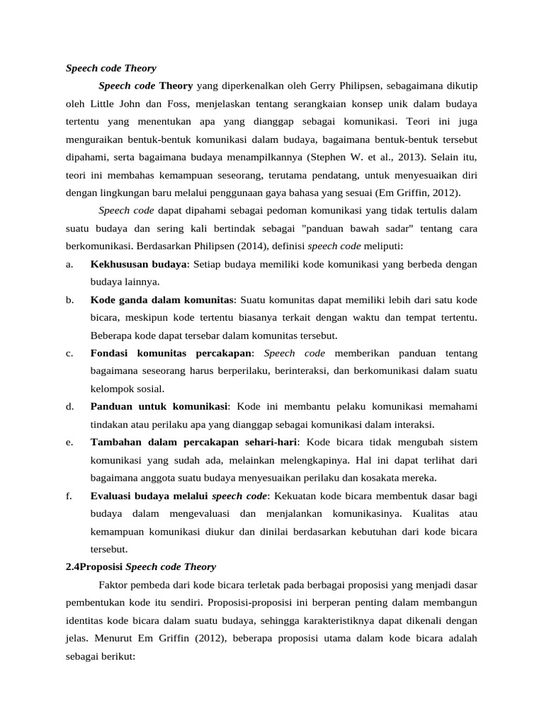 Speech Code Theory | PDF