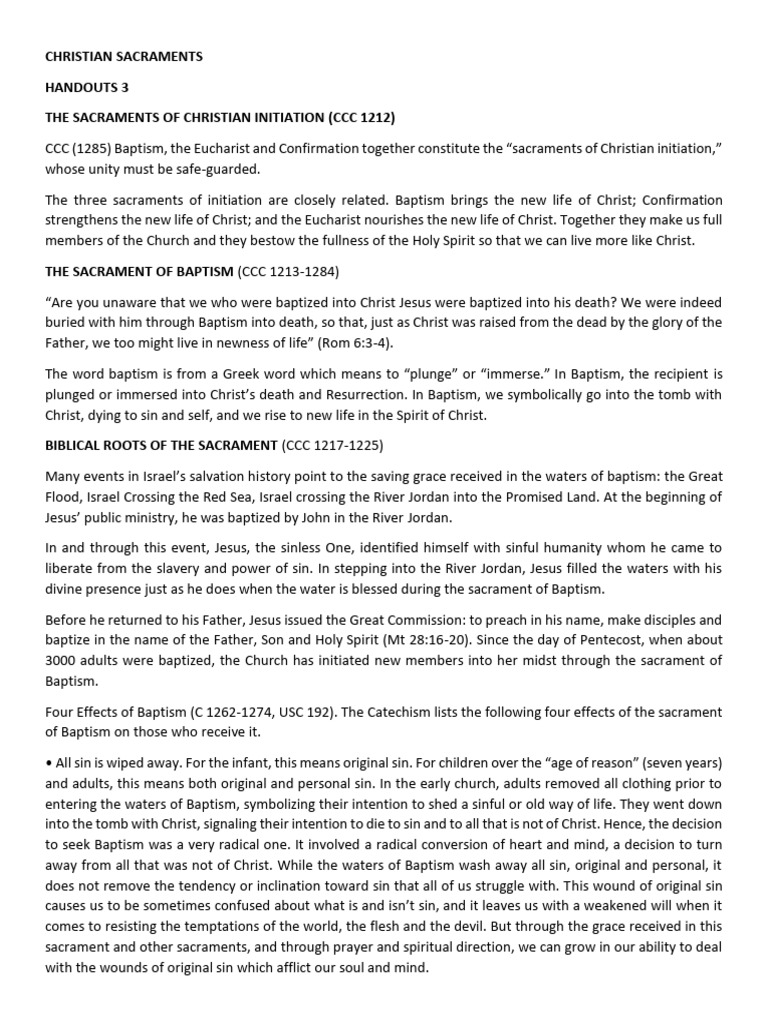 SACRAMENTS HANDOUTS 3 | PDF | Baptism | Confirmation