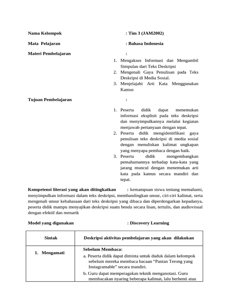 LK MODEL-MODEL PEMBELAJARAN (Autosaved) | PDF