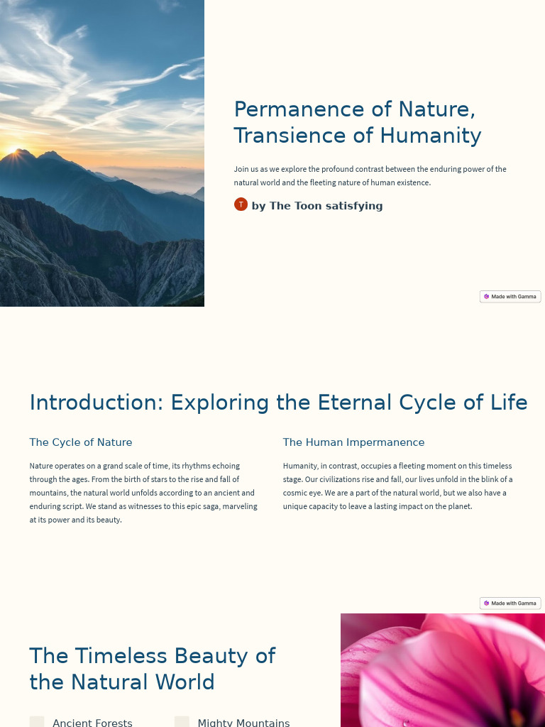 Permanence of Nature Transience of Humanity | PDF | Nature