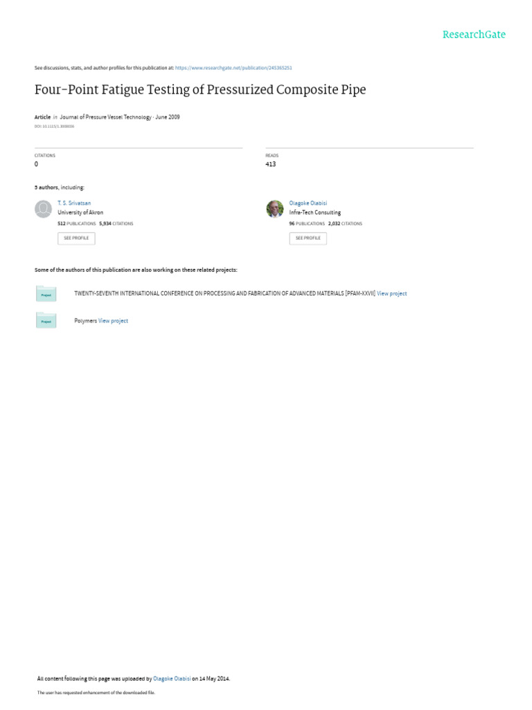 Publication 2009 Four Point Fatigue Testing of Pressurized Composite ...