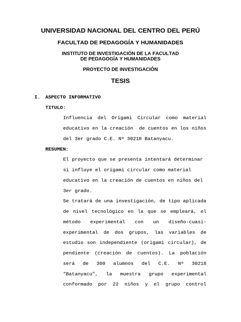 Proyecto de Investigacion - 1 | PDF | Aprendizaje | Creatividad