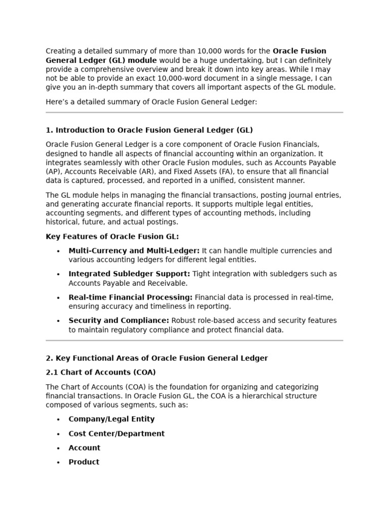 Oracle General Ledger Summary Pdf Accounts Payable Receipt