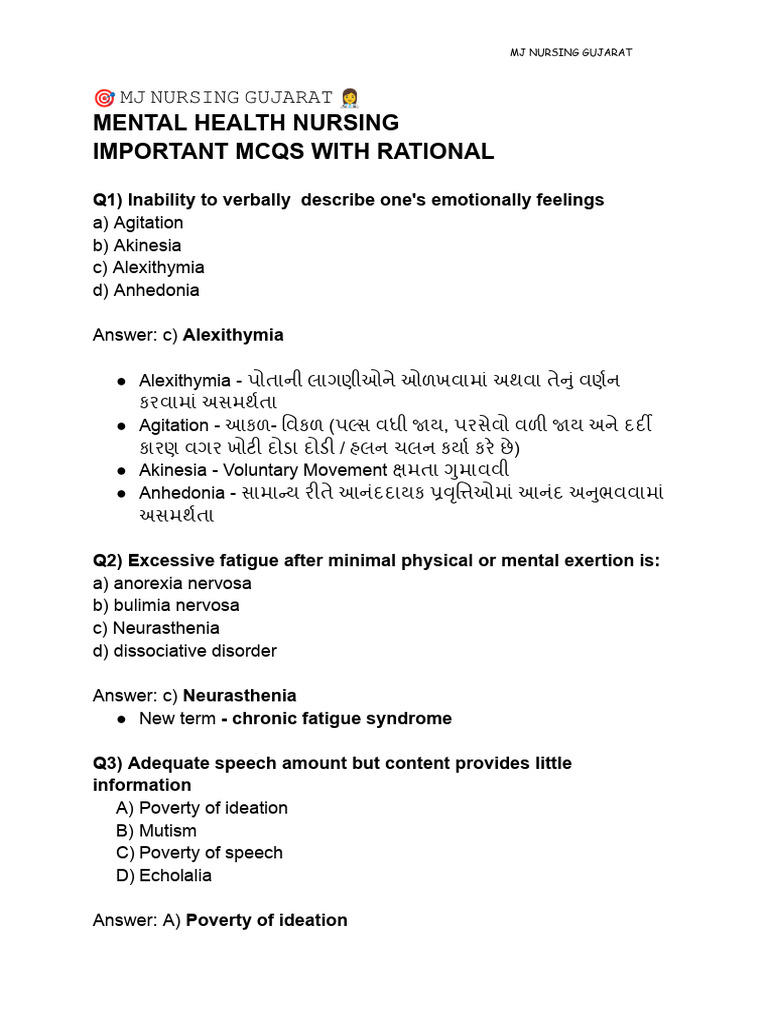 Mhn Mcqs Mj Nursing | PDF