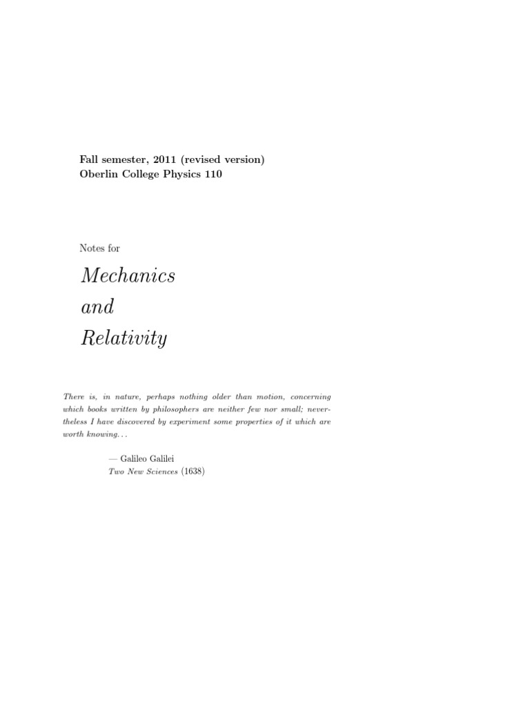 Physics Notes | PDF | Galileo Galilei | Spacetime