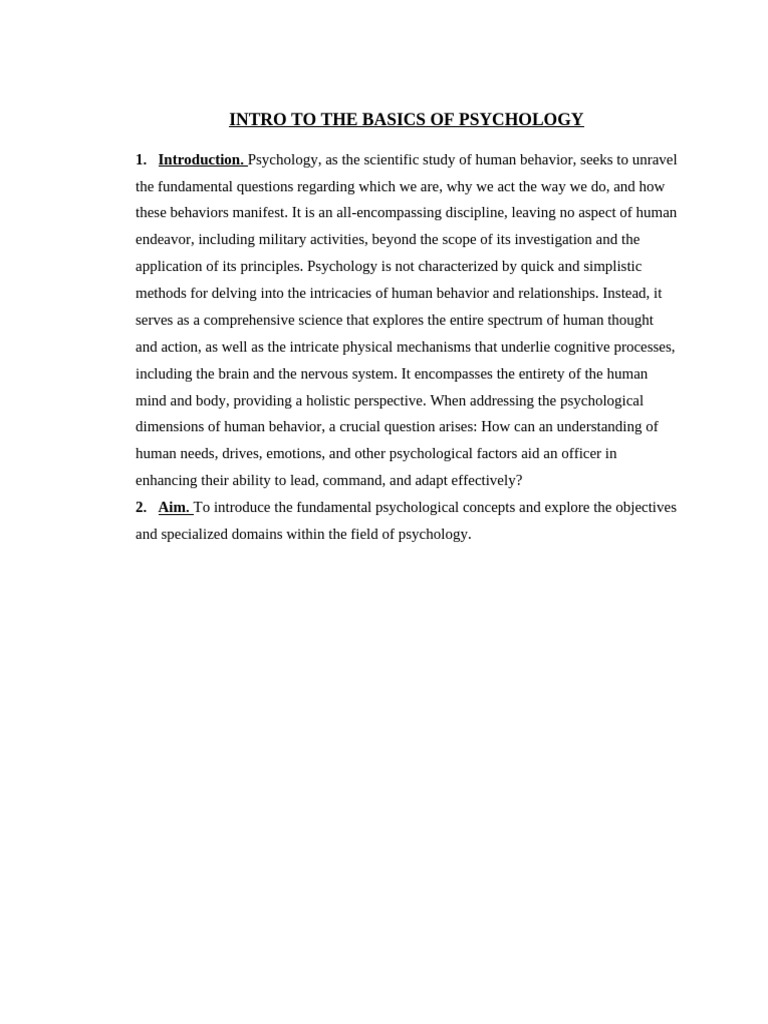INTRO TO THE BASICS OF PSYCHOLOGY | PDF