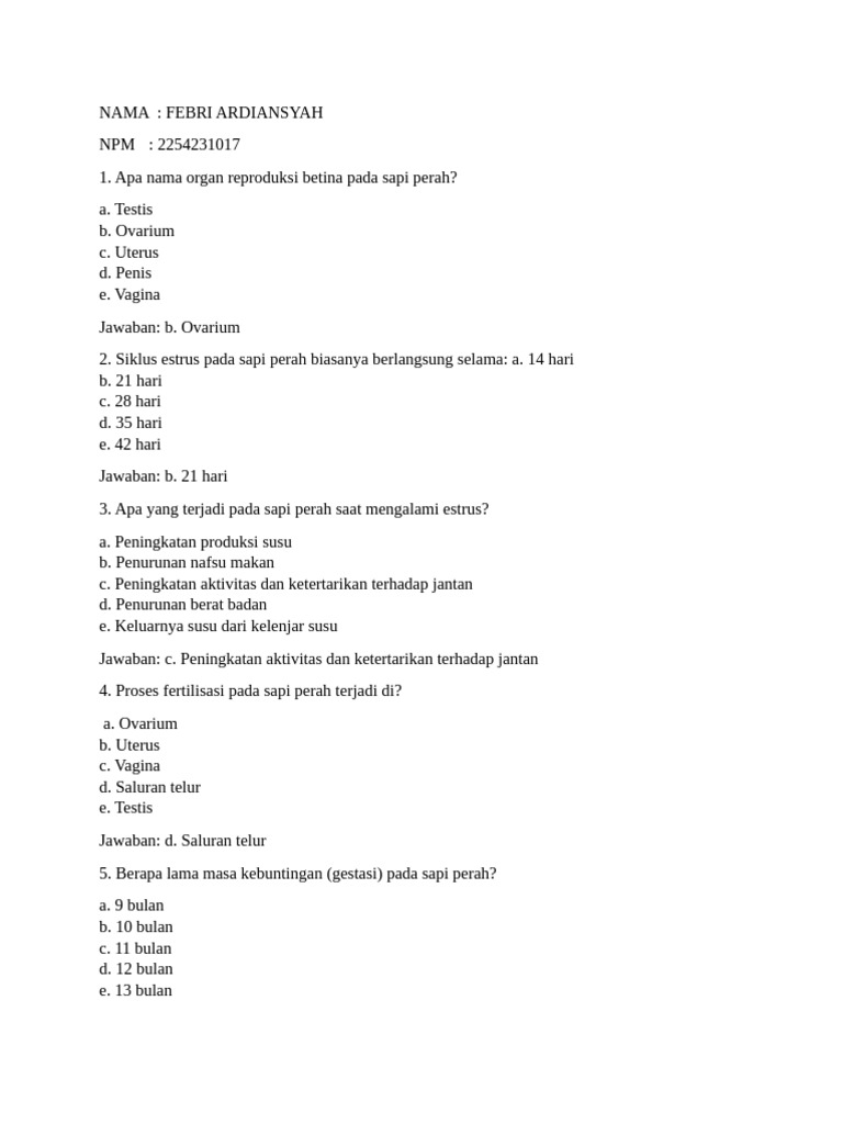 Ilmu Reproduksi Ternak Perah 6 | PDF